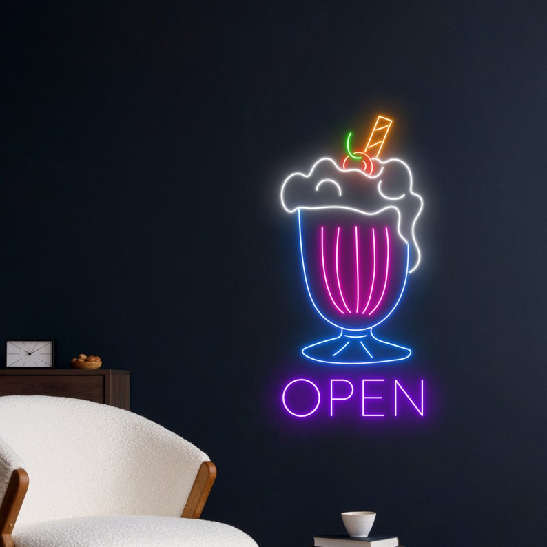 Milkshake Open Neon Led Sign, Open Milkshake Neon Sign, Milkshakes Neon ...