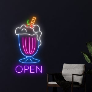 Milkshake Open Neon Led Sign, Open Milkshake Neon Sign, Milkshakes Neon ...