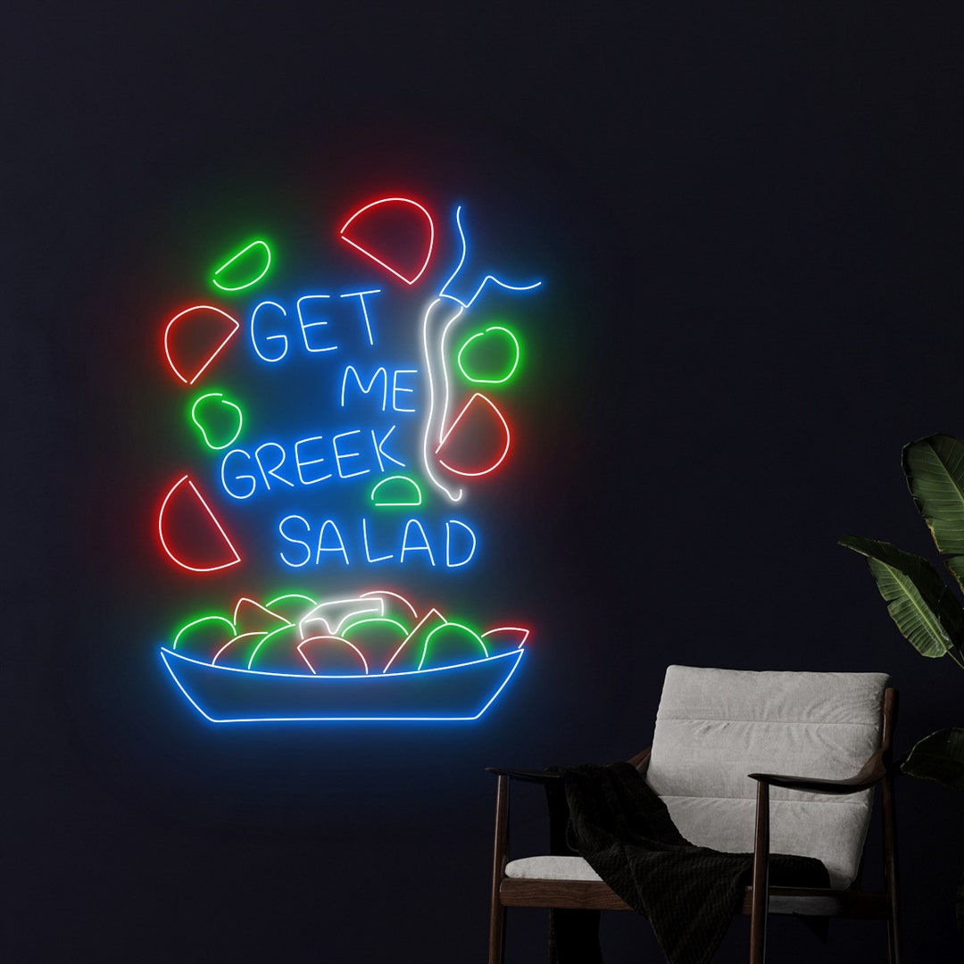 Get Me Greek Salad Neon Sign, Salad Food LED Sign, Salad Plate Led ...