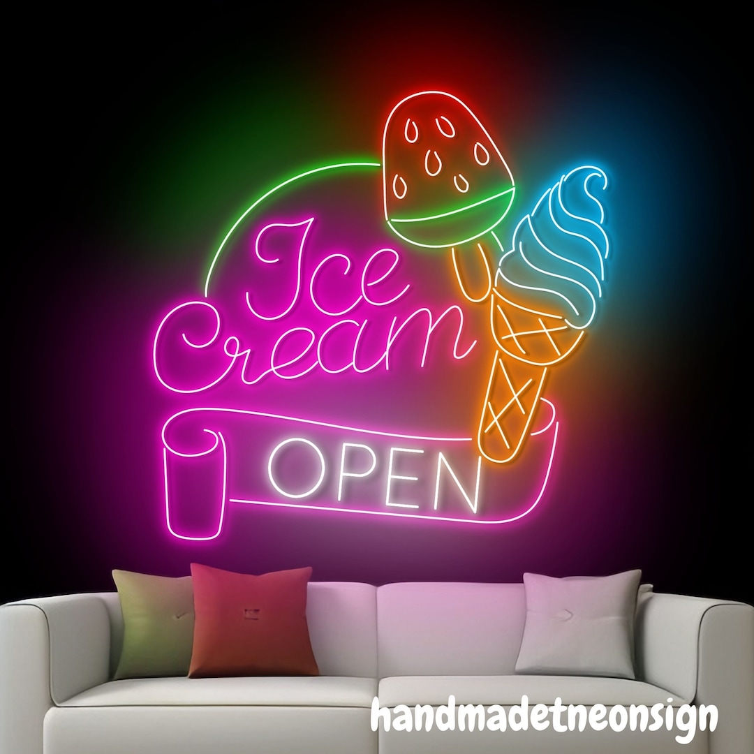 Ice Cream Open Neon Sign, Open Ice Cream Led Sign, Ice Cream Neon Light ...