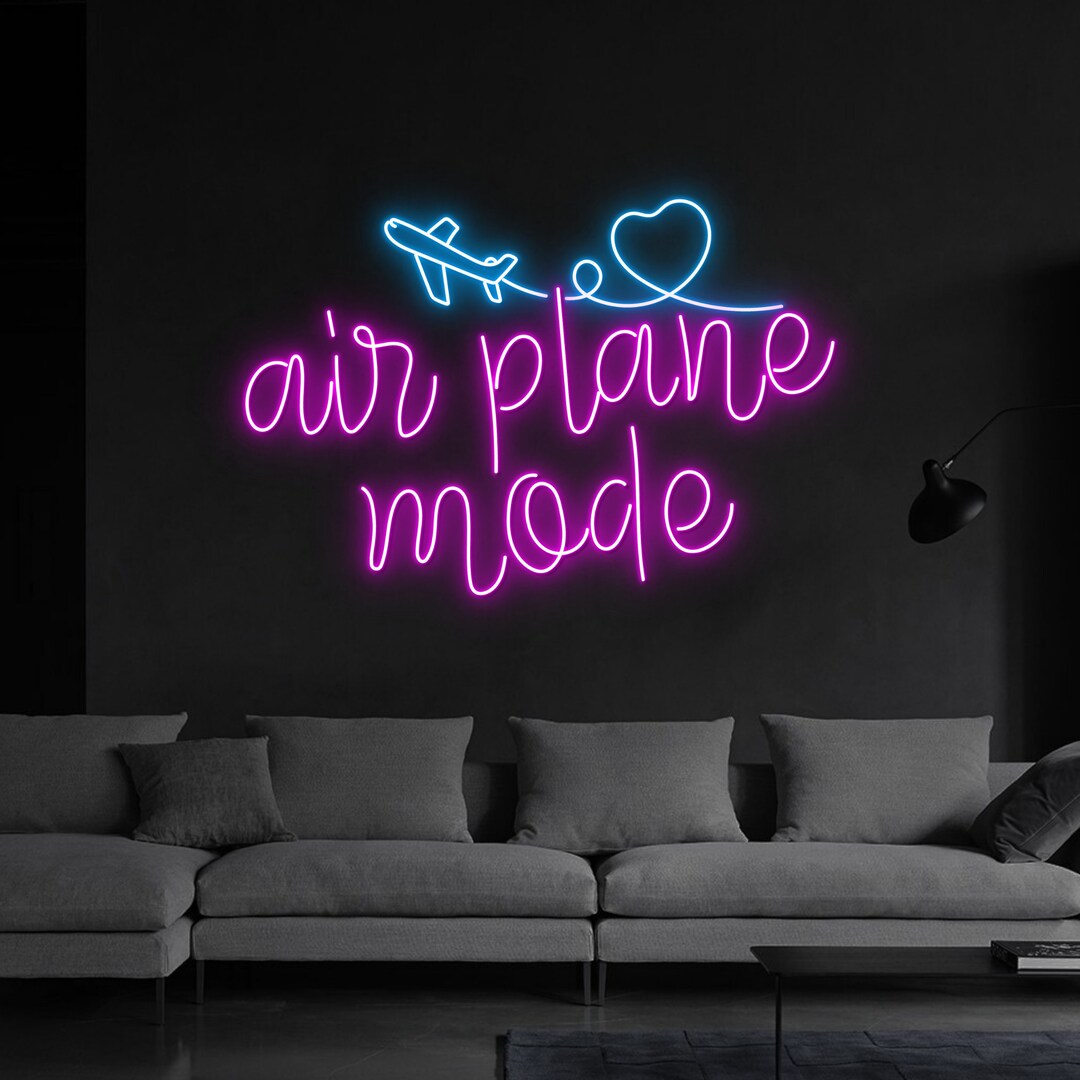 Airplane Mode Neon Sign, Airplane Led Sign, Airplane Wall Decor, Plane ...