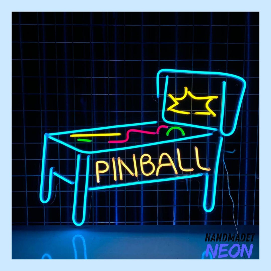 Pinball Machine Neon Sign, Pinball Neon Sign, Pinball Neon Lights, Game ...
