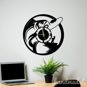 Custom Fishing Wall Clock Unique, Year Date Round Wall Clock, Text ...