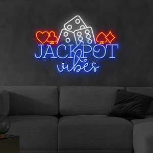 Jackpot Vibes Neon Sign, Casino Neon Sign, Wall Decor, Casino Led Light ...