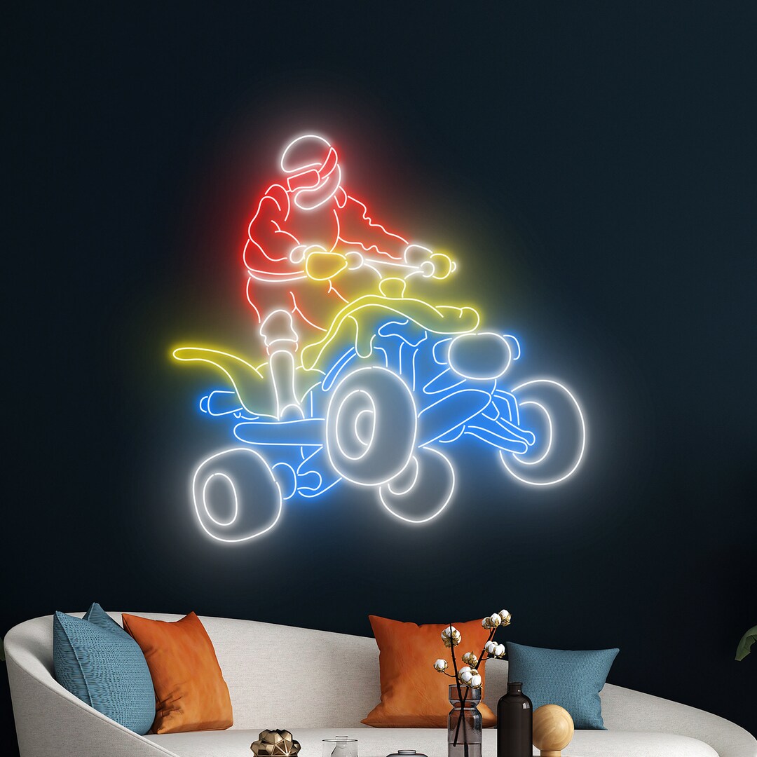 Atv 4 Wheels Quad and Motorbike Neon Sign, ATV Motorcycle Led Light ...