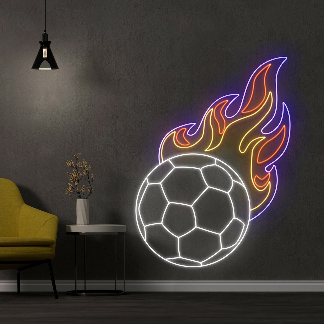 Soccer Fire Neon Light, Soccer Neon Sign, Soccer Led Lights, Wall Decor ...