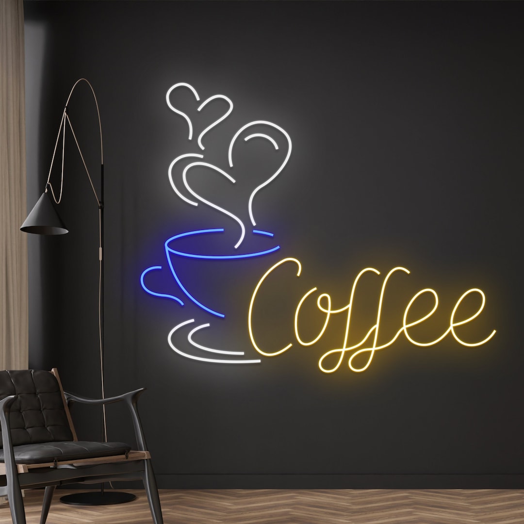 Custom Coffee Cup With Love Neon Sign, Coffee LED Sign, Cafe Neon Light ...