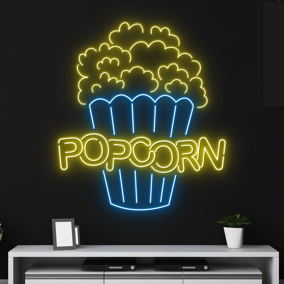 Custom Popcorn Neon Light, Pop Corn Led Light, Movie Theater Neon Sign ...