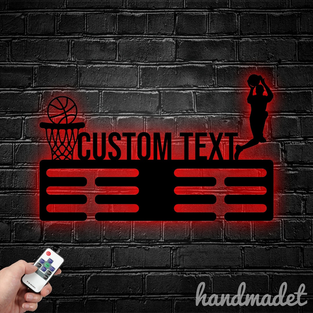 Custom Basketball Metal Wall Art LED Light, Basketball Metal Sign ...