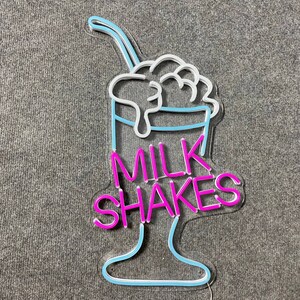 Milkshake Neon Led Sign, Milkshake Neon Sign, Wall Decor, Milkshake Led ...