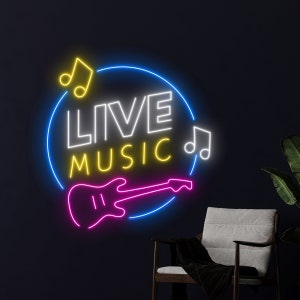 Live Music Neon Sign, Guitar Led Sign, Music Show Neon Light, Music ...