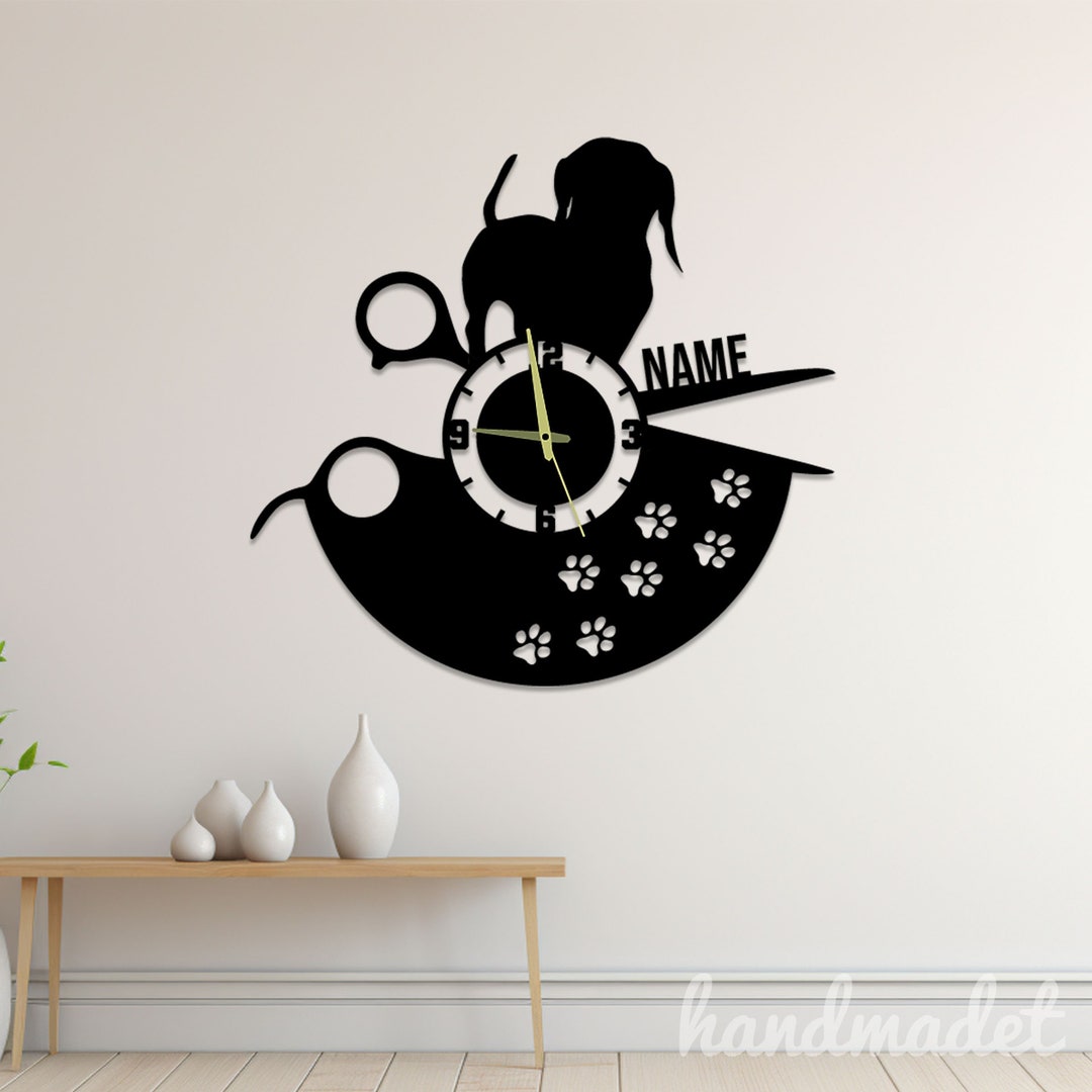 Grooming Dog Wall Clock Unique, Dog Paw Round Wall Clock, Dog Oversize ...