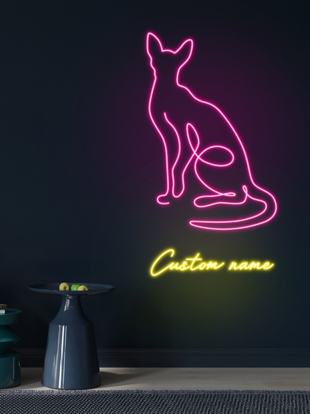 Custom Sphynx Cat Name Neon Sign, Cat Neon Sign, Custom Kitten Pet Neon ...