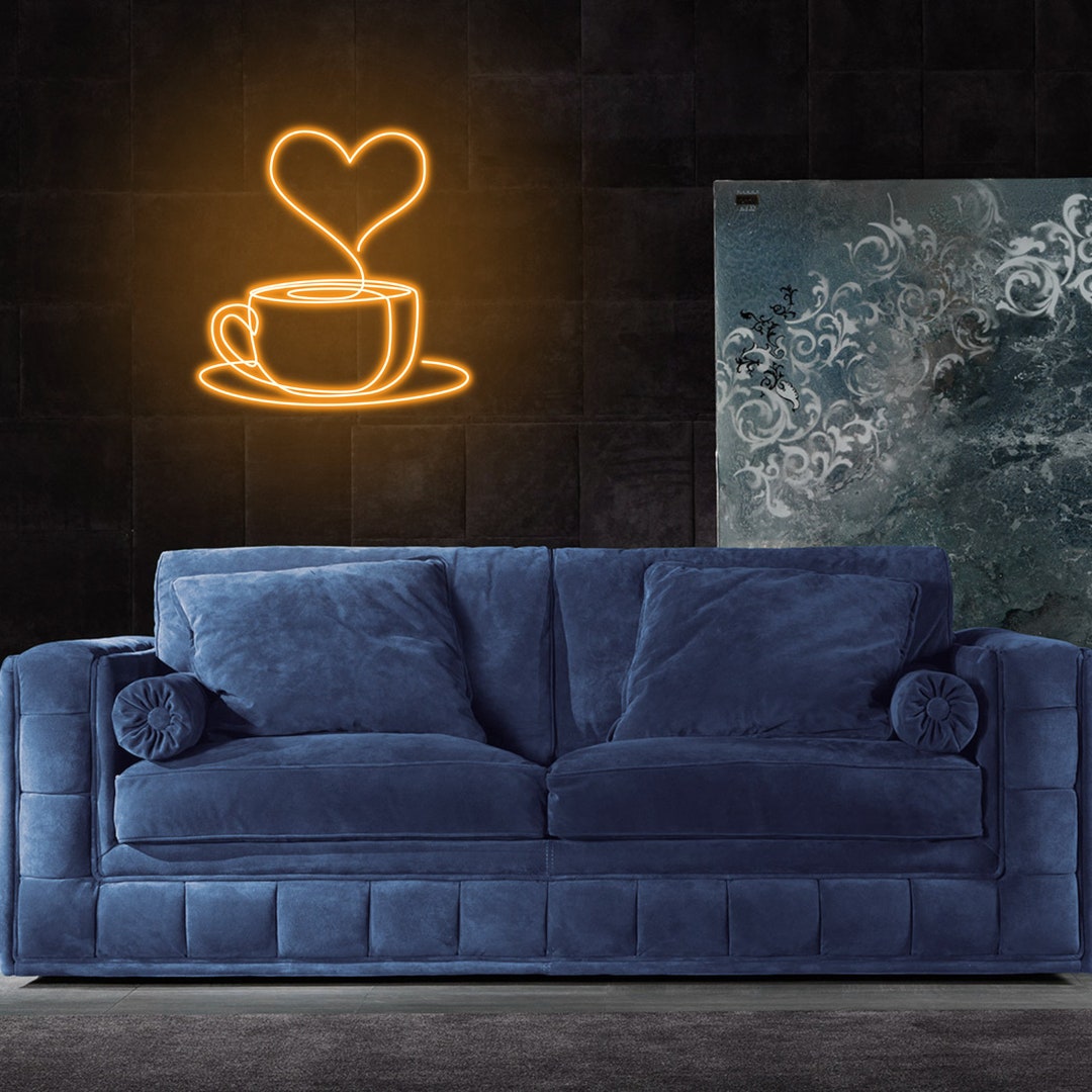 Coffee Cup With Love, Coffee Neon Sign, Cafe Neon Sign, Coffee Led Sign ...