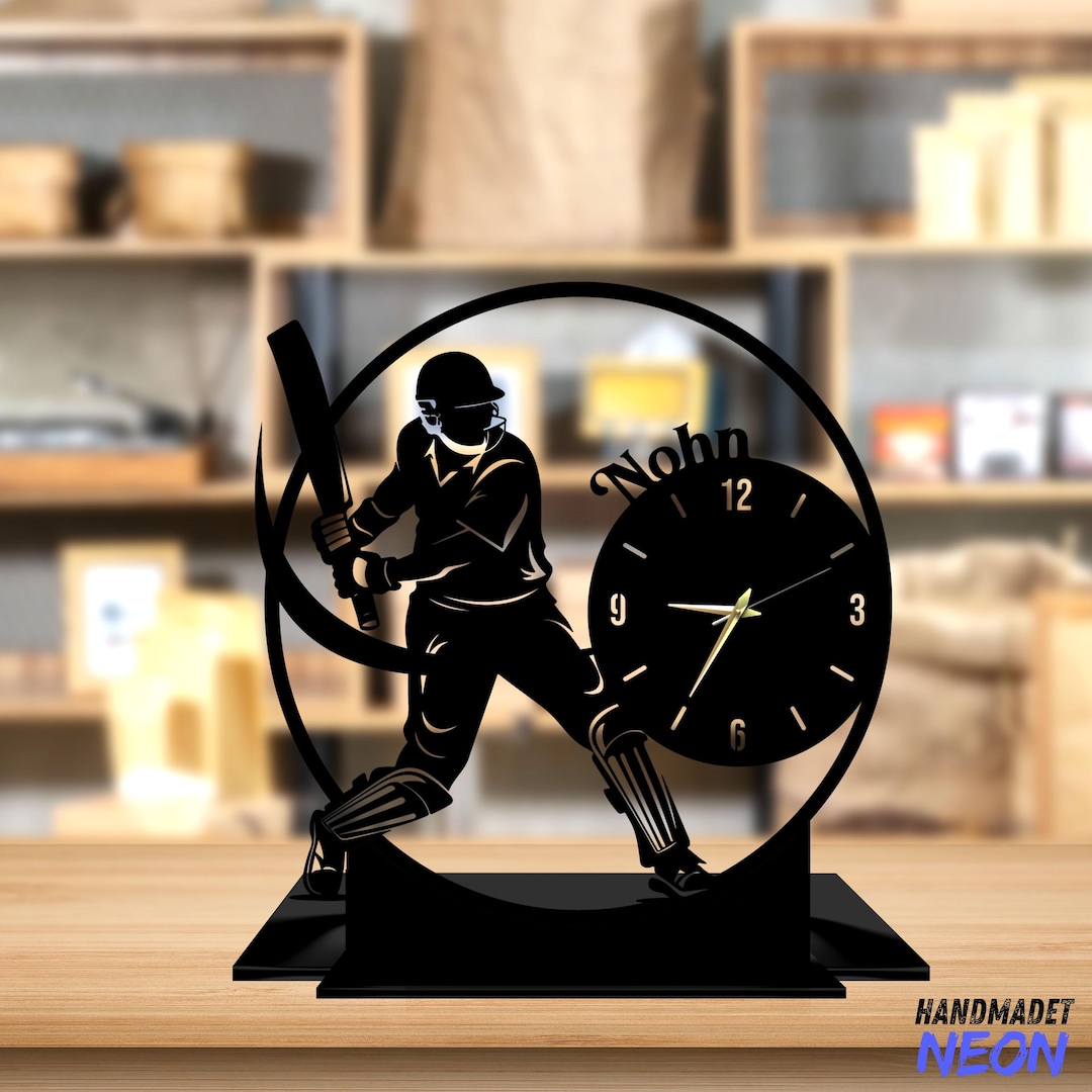 Custom Cricket Tabletop Metal Clock, Cricket Player Office Desktop ...