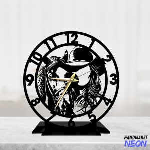 Custom Cowgirl Horse Tabletop Metal Clock, Cowgirl Desktop Clock ...