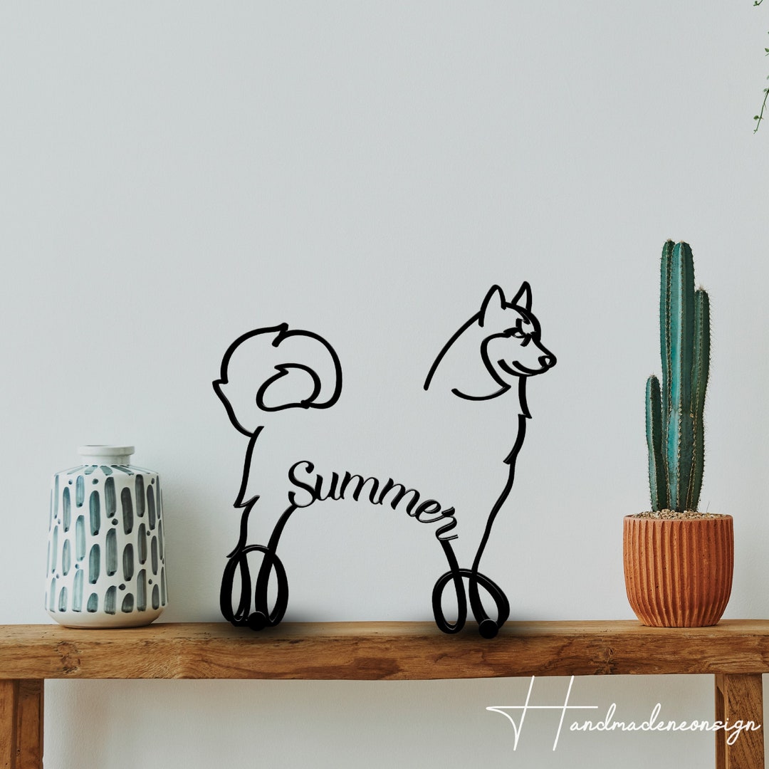 Custom Siberian Husky Dog Metal Desk, Husky Dog Minimalist Metal Table ...