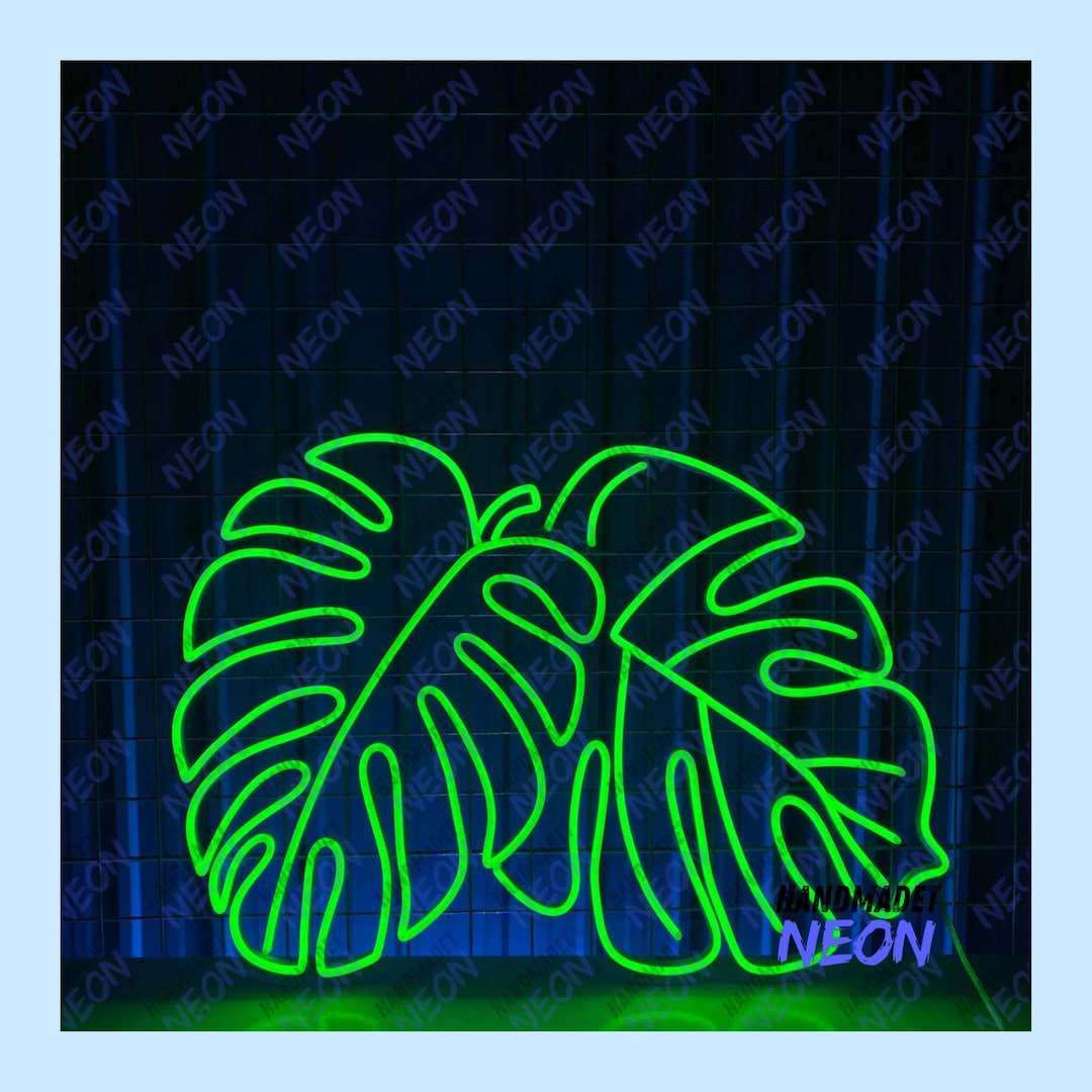 Custom Monstera Leaf Neon Light, Tropical Leaf Led Light, Green Leaf ...