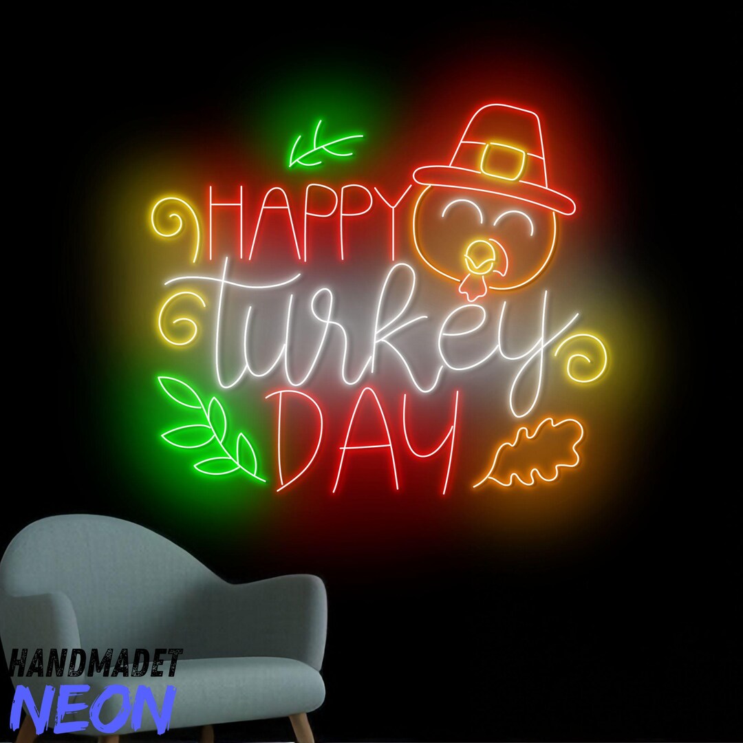 Happy Turkey Day Neon Sign, Turkey Thanksgiving Led Sign, Happy ...