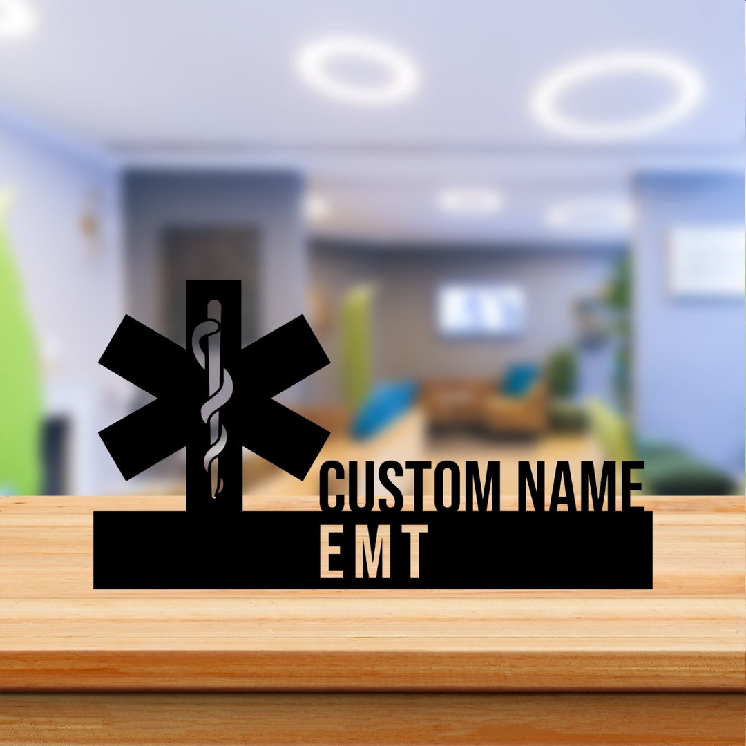 Custom EMT Doctor Desk Name Plate, EMT Doctor Metal Nameplate for Desk ...