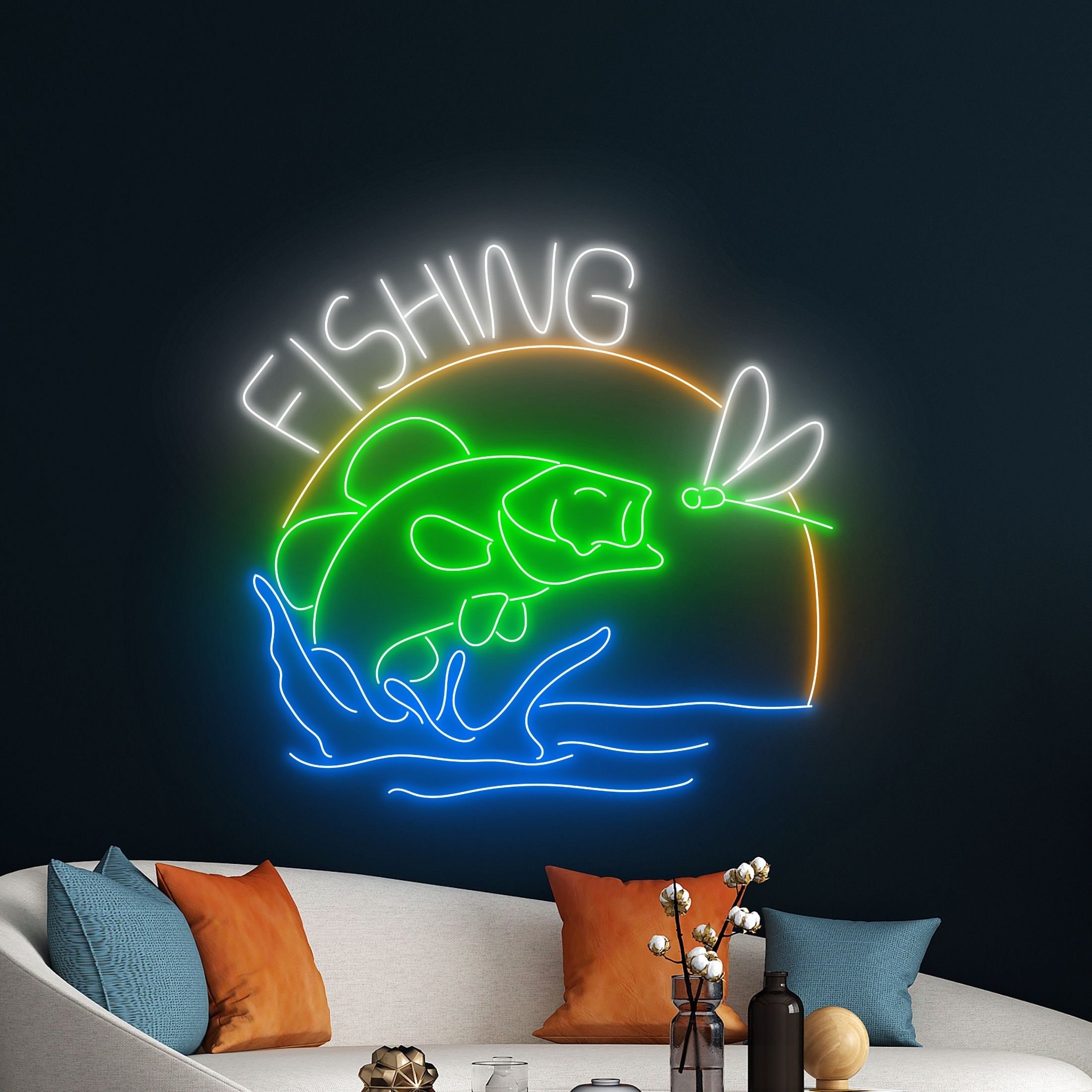 Fishing Neon Light, Fish Led Sign, Fishing Led Light, Fisher Led Sign ...