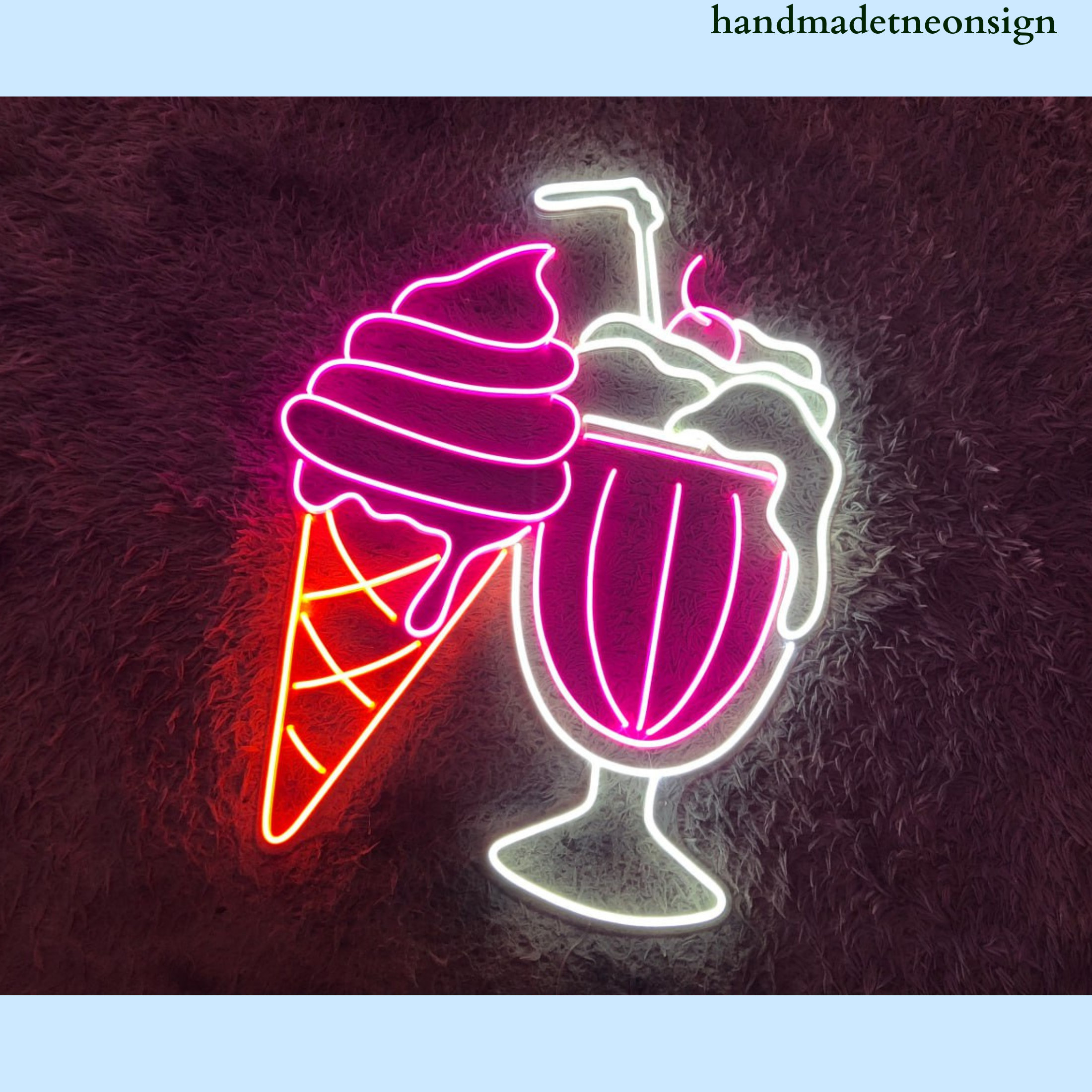 Milkshake Ice Cream Neon Led Sign, Ice Cream Milkshake Neon Sign ...