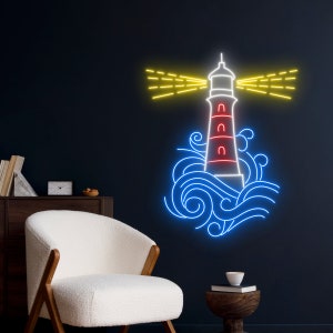 Lighthouse Neon Sign, Beach Bar Sign, Light House Led Sign, Sea Led ...