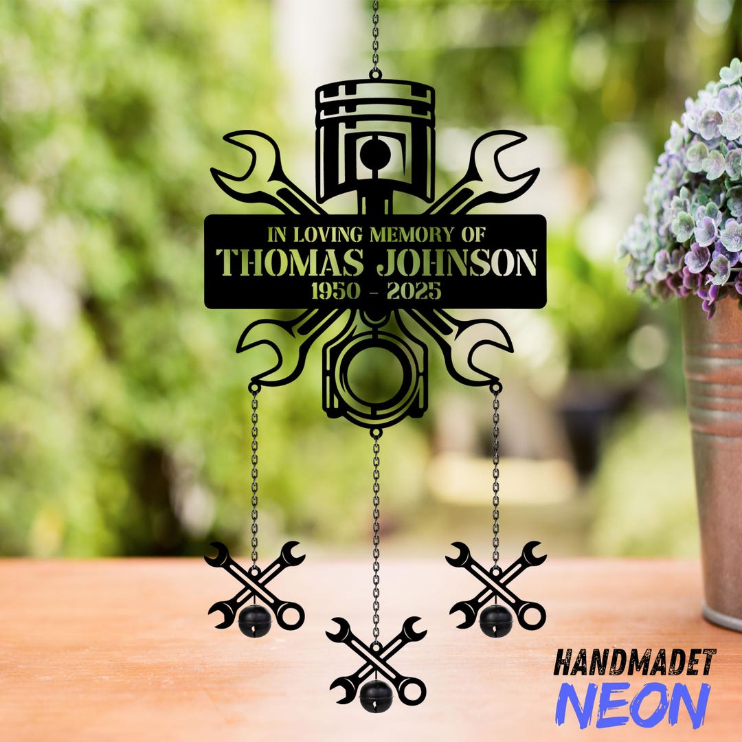 Personalized Garage Memorial Metal Wind Chimes Rattle, Custom Garage ...