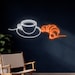 Croissant Coffee Neon Sign, Cafe Croissant Neon Light, Tea Cup ...