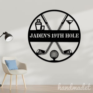 Personalized Golf Bar Metal Wall Sign, Golf Metal Wall Light, Golfer ...