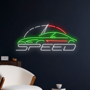 Speed Racing Car Neon Sign, Sport Car Led Sign, Car Led Light, Car Neon ...