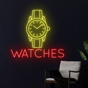 Watches Led Sign, Hand Watches Neon Light, Fashion Accessory Neon Sign ...