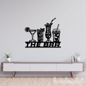 Personalized Bar Metal Wall Sign, Cocktail Metal Wall Light, Drink Led ...