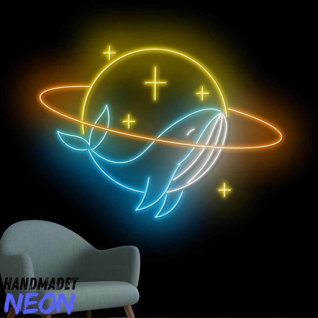 Dolphin Neon Sign, Dolphin With Planet Led Sign, Dolphin Led Light ...
