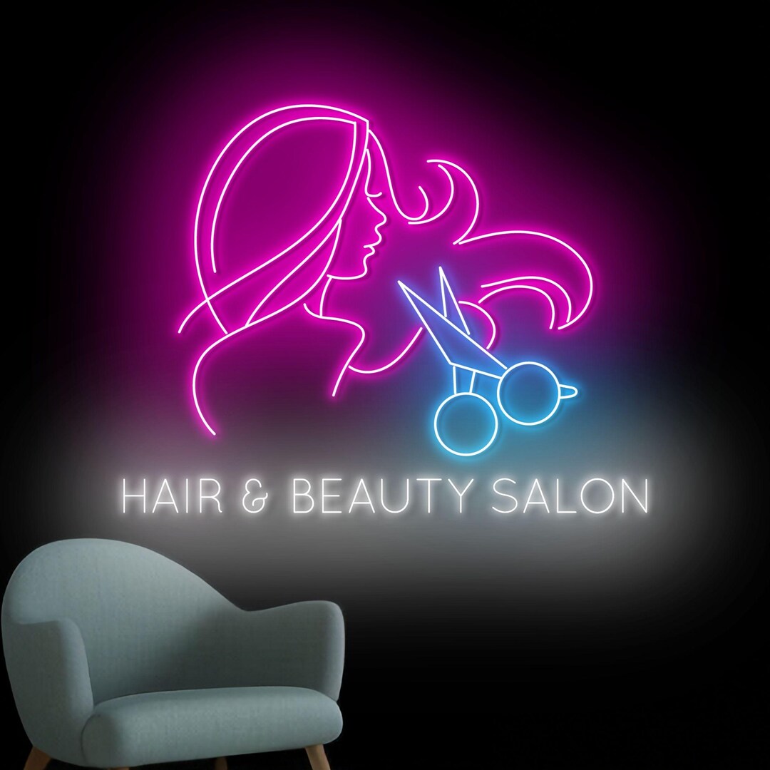 Hair & Beauty Salon Neon Sign, Hairdresser Led Sign, Hair Beauty Neon ...