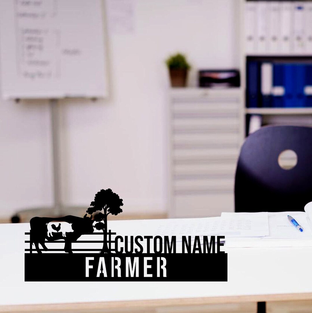 Custom Farmer Desk Name Plate, Farmer Metal Nameplate for Desk, Desk ...