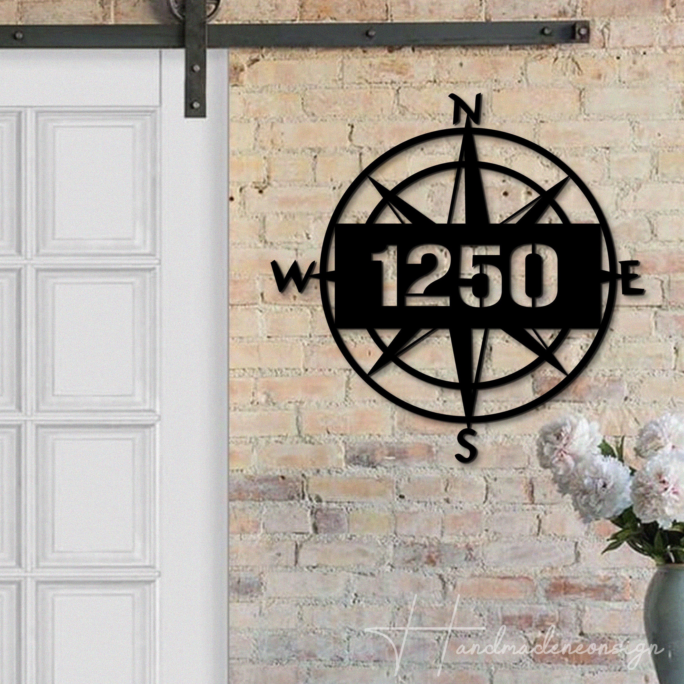 Personalized Nautical Compass House Number, Compass Home Number Metal ...