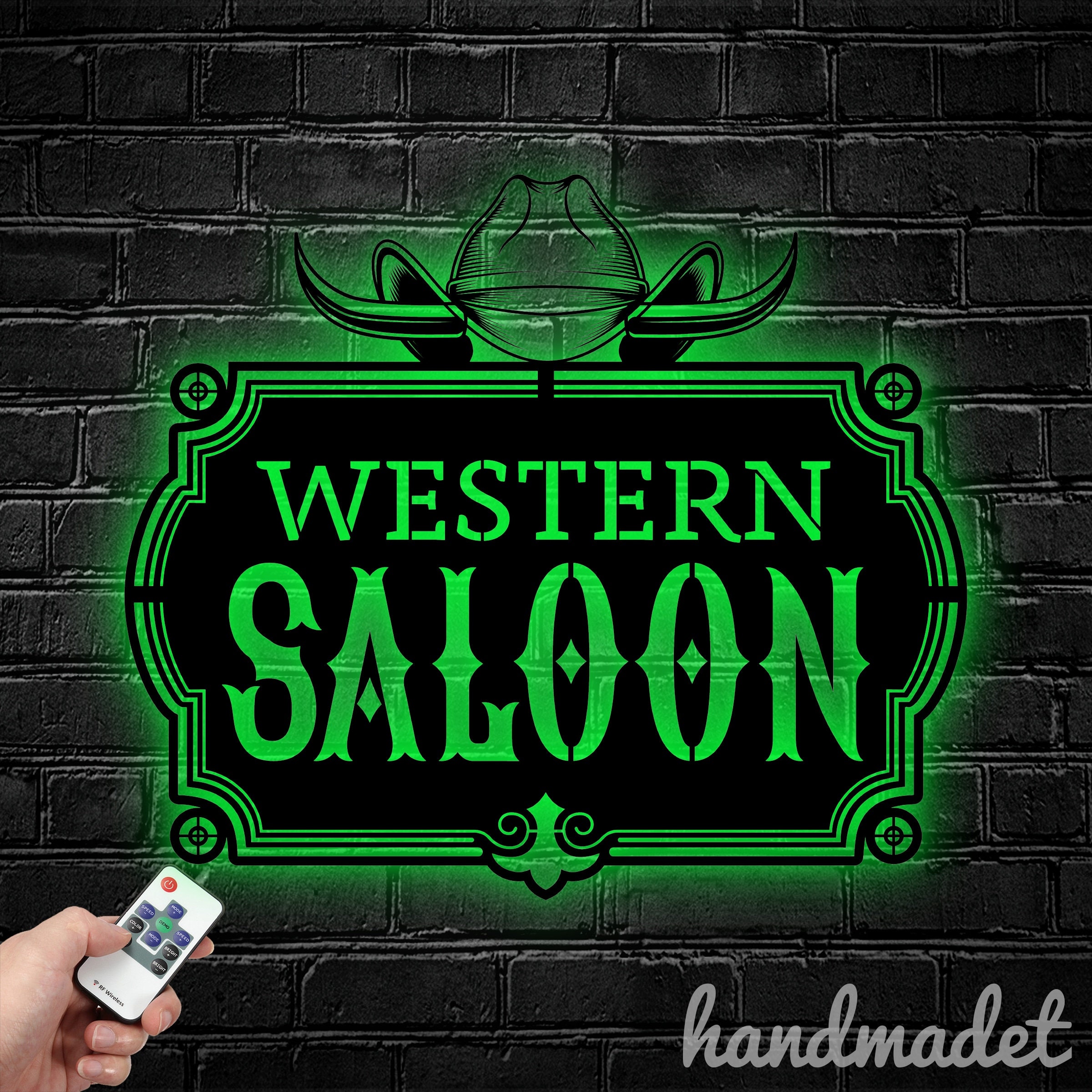 Custom Western Saloon Wall Art LED Light, Saloon Metal Sign, Cowboy ...