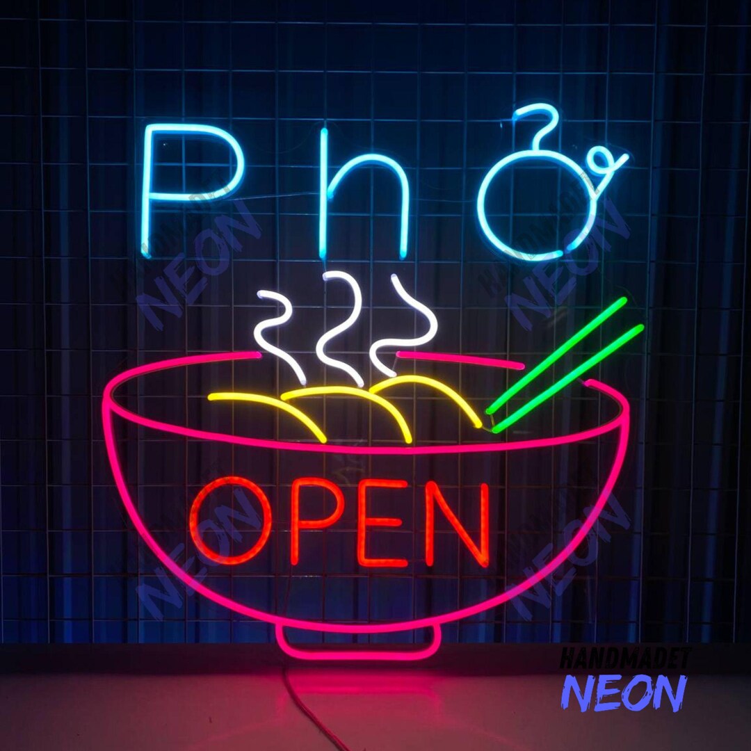 Pho Open Led Sign, Pho Noodles Neon Sign, Vietnamese Noodles Led Light ...