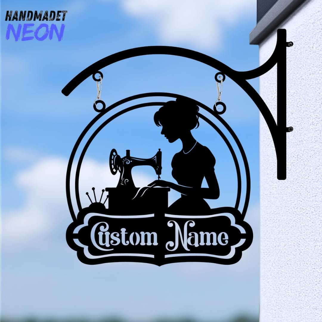 Sewing Room Metal Hanging Sign: Custom Seamstress Name Plate, Sewing ...