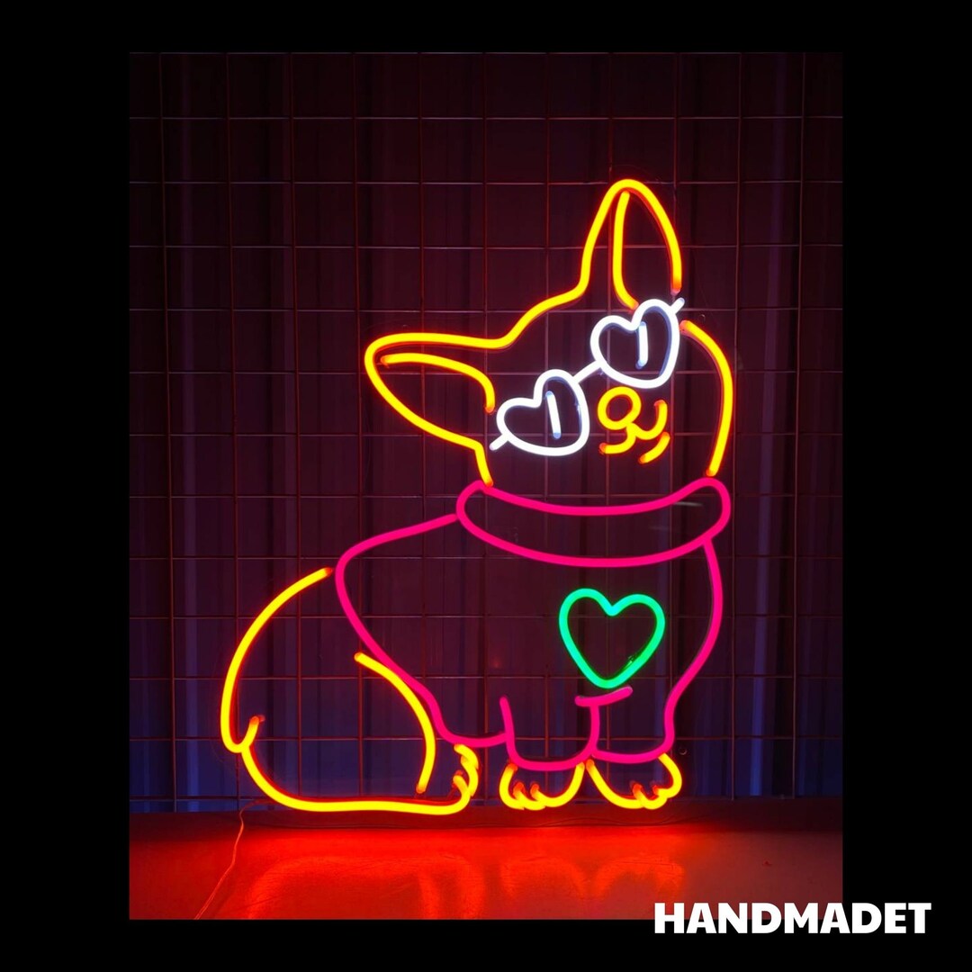 Corgi Sweater Neon Sign, Corgi Led Sign, Corgi Dog Led Light, Cute ...
