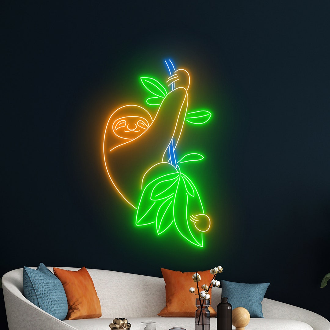 Sloth Neon Sign, Sloth Bear Led Sign, Sloth Lazy Led Light, Lazy Sloth ...