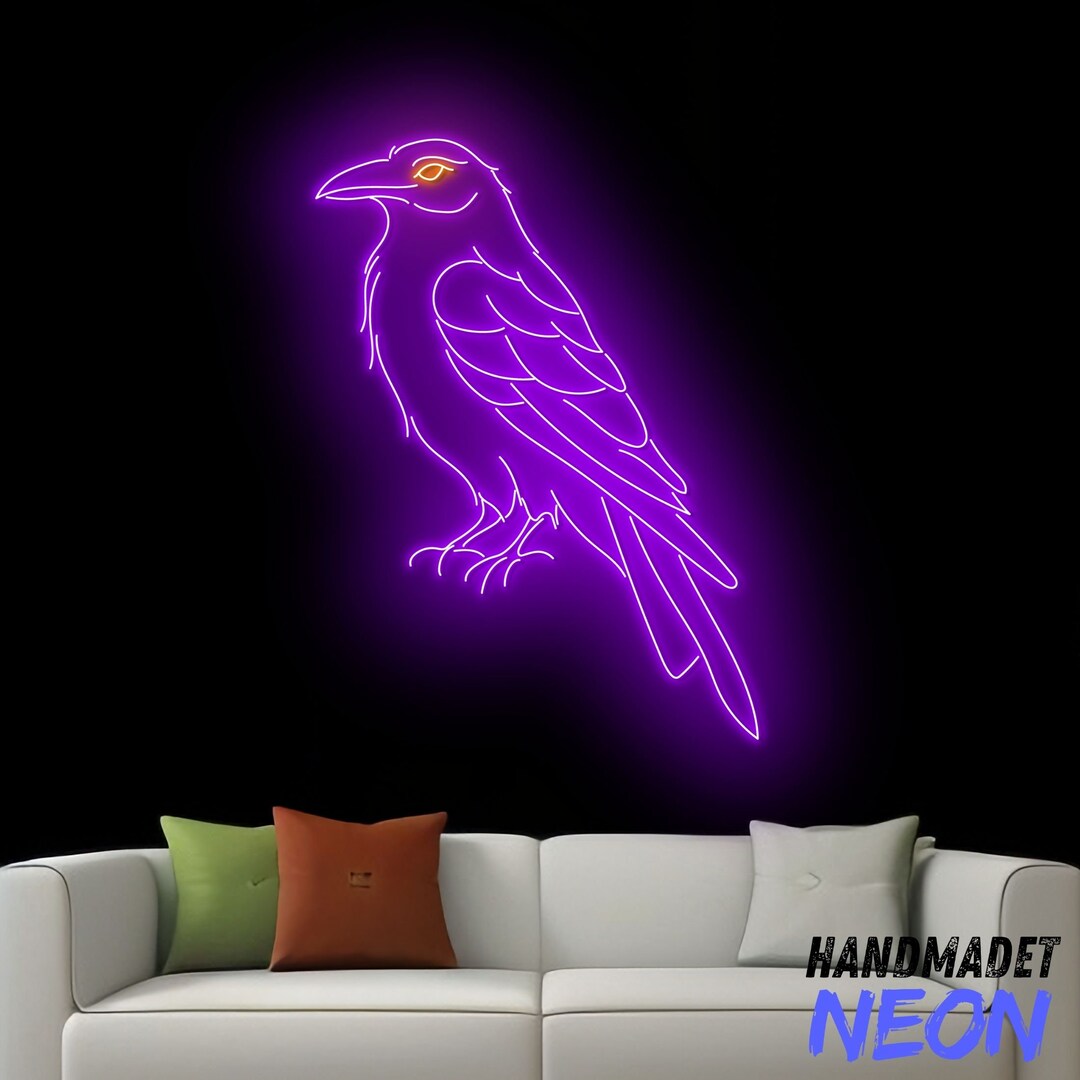 Crow Neon Sign, Crow Led Sign, Crow Bird Neon Light, Crow Bird Led ...