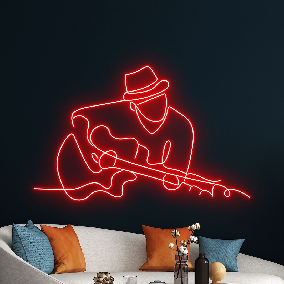 Guitarist Neon Sign, Guitar Neon Light, Music Instrument Neon Sign ...