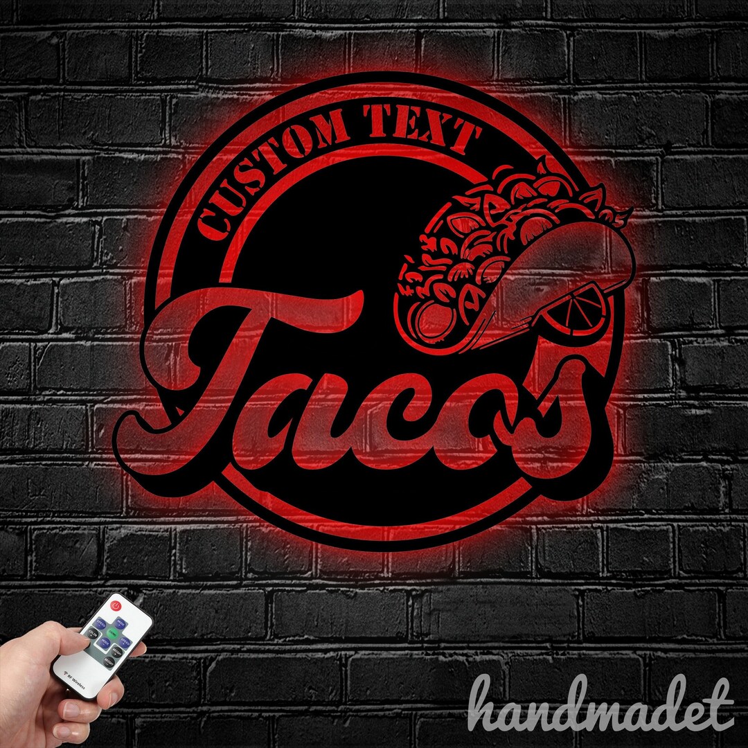 Custom Tacos Metal Wall Art LED Light, Tacos Metal Sign, Tacos Food ...
