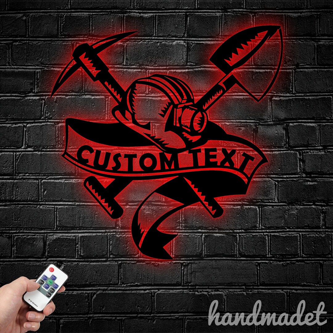Custom Coal Mine Metal Wall Art LED Light, Coal Mine Metal Sign, Coal ...