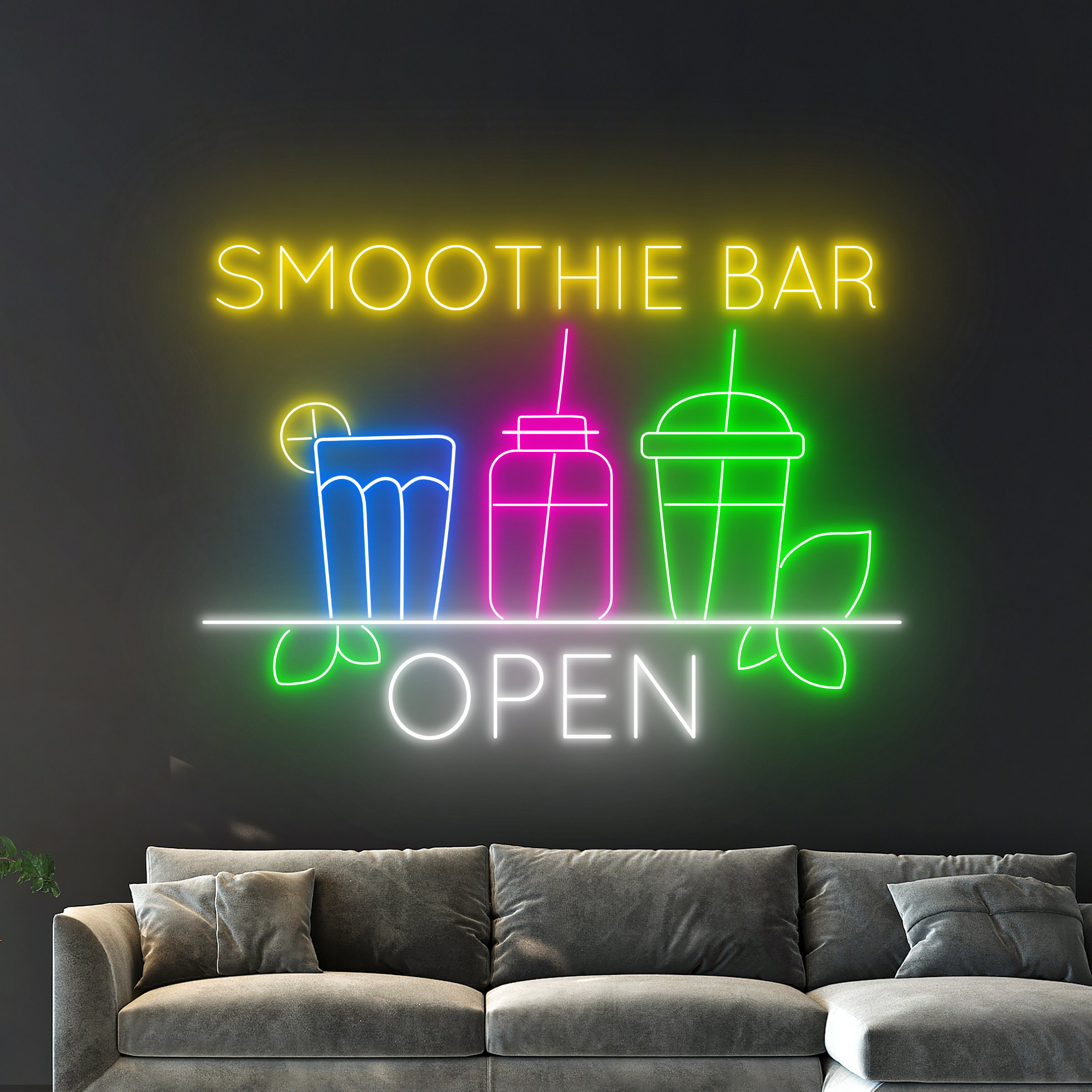 Smoothie Bar Open Neon Sign, Smoothie LED Light, Smoothie Fruit Neon ...