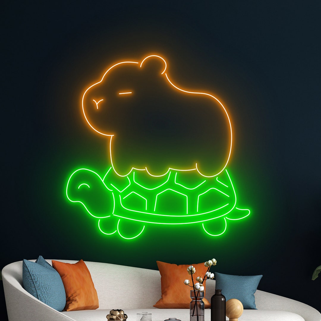 Capybara Driving Turtle Neon Sign, Capybara Led Sign, Capybara Led ...