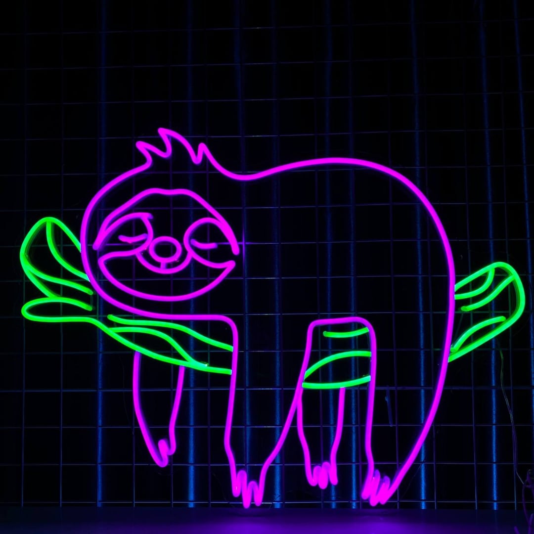 Lazy Sloth Neon Sign, Sloth Bear Led Sign, Sloth Led Light, Lazy Sloth ...