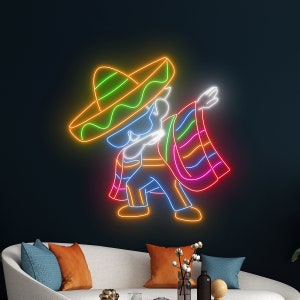 Cinco De Mayo Neon Sign, Sombrero Hat Maraca Neon Light, Sombrero ...
